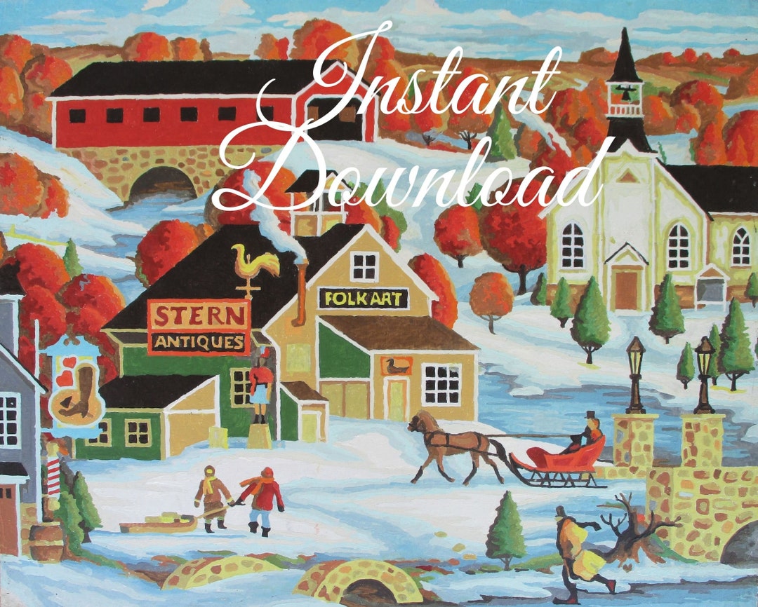 Printable Vintage Paint by Number Village Charm Stern Antiques 35CCC ...