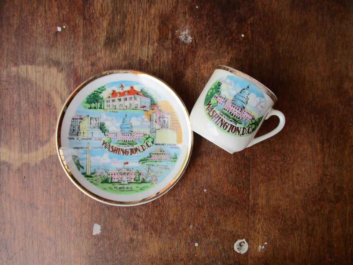 State Souvenir Cup and Saucer Washington DC Vintage Small - Etsy