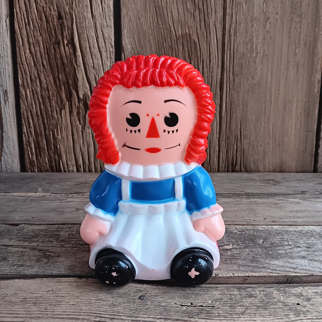 Vintage Raggedy Ann Bank 6.5 Sitting Bobbs Merrill Play Pal Plastic 70s ...