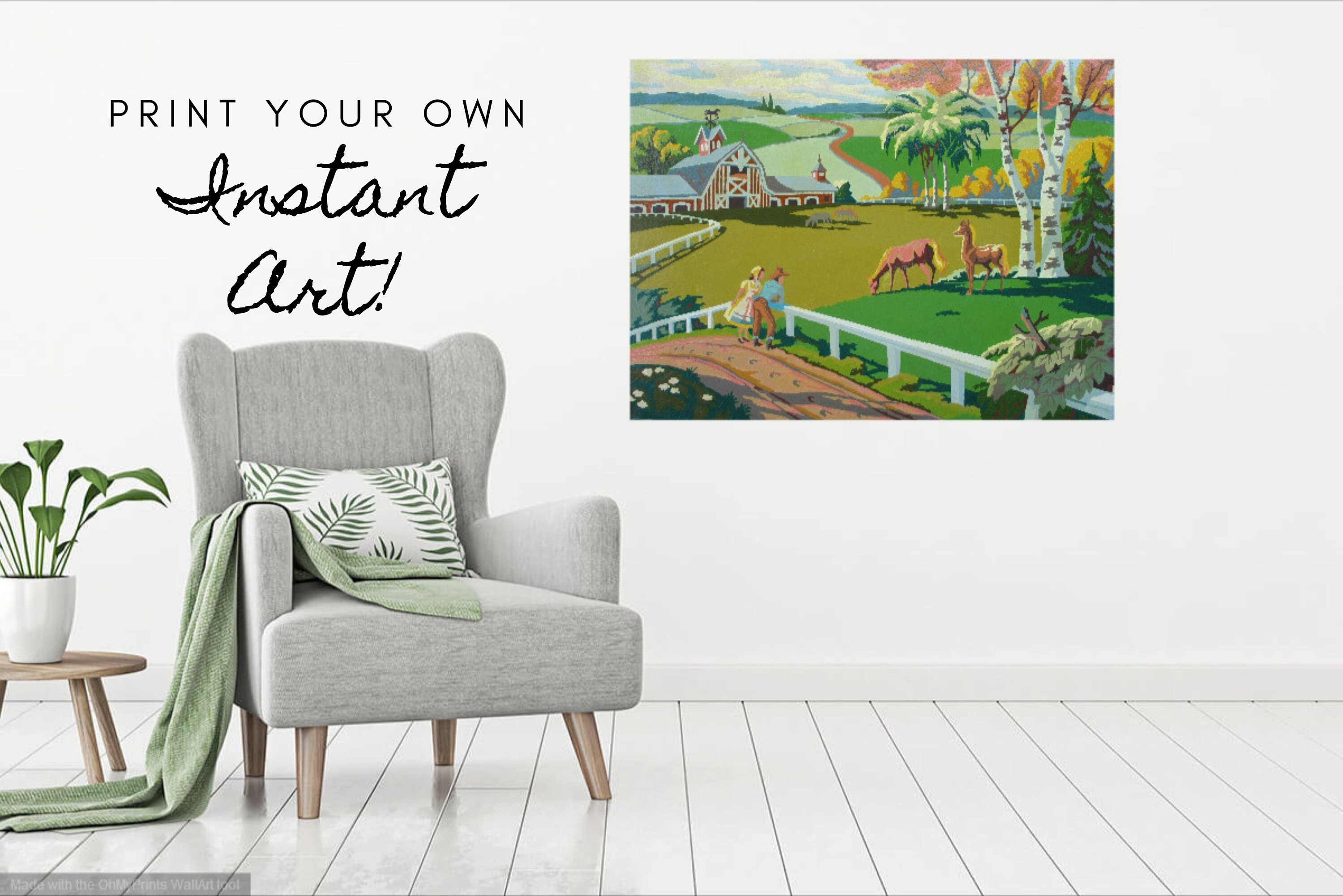 Printable Vintage Paint by Number Home Pasture Instant Download ...