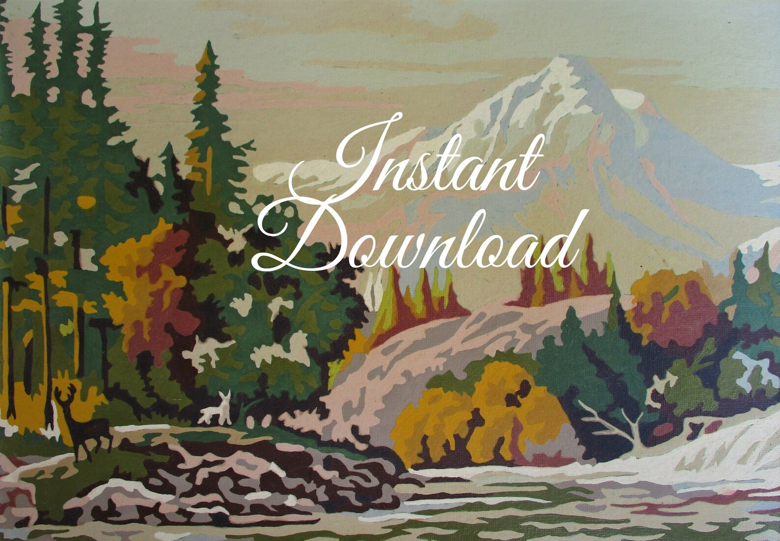 Instant Download Vintage Paint by Number Completed "autumn Landscape ...