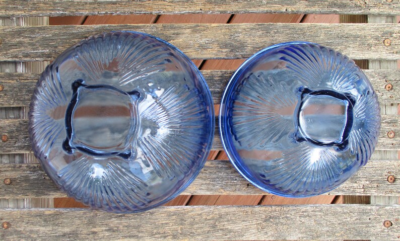 Vintage Cobalt Blue Glass Mixing Bowls Nesting Ribbed Shell - Etsy