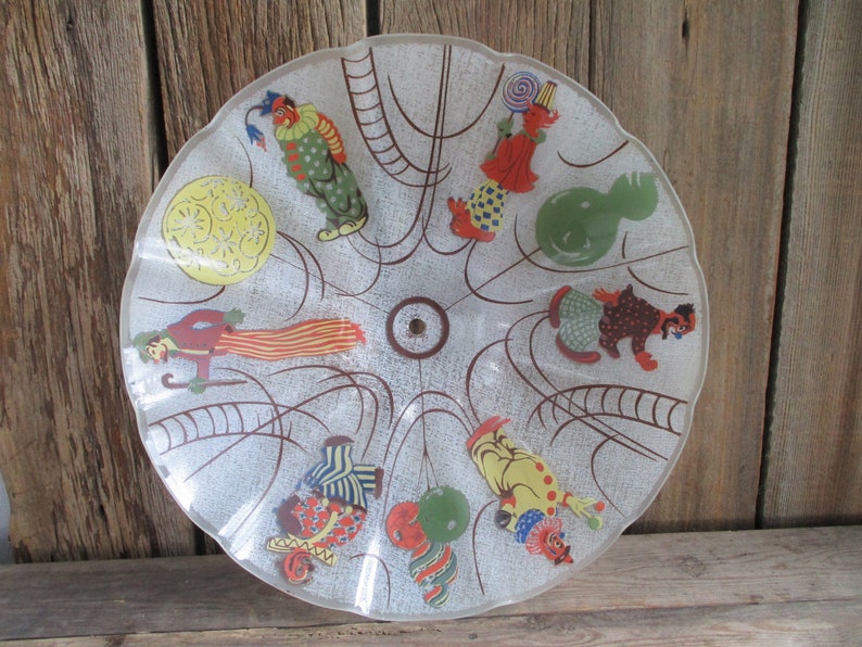 Vintage Glass Ceiling Light Lamp Shade Circus Clowns Balloons - Etsy