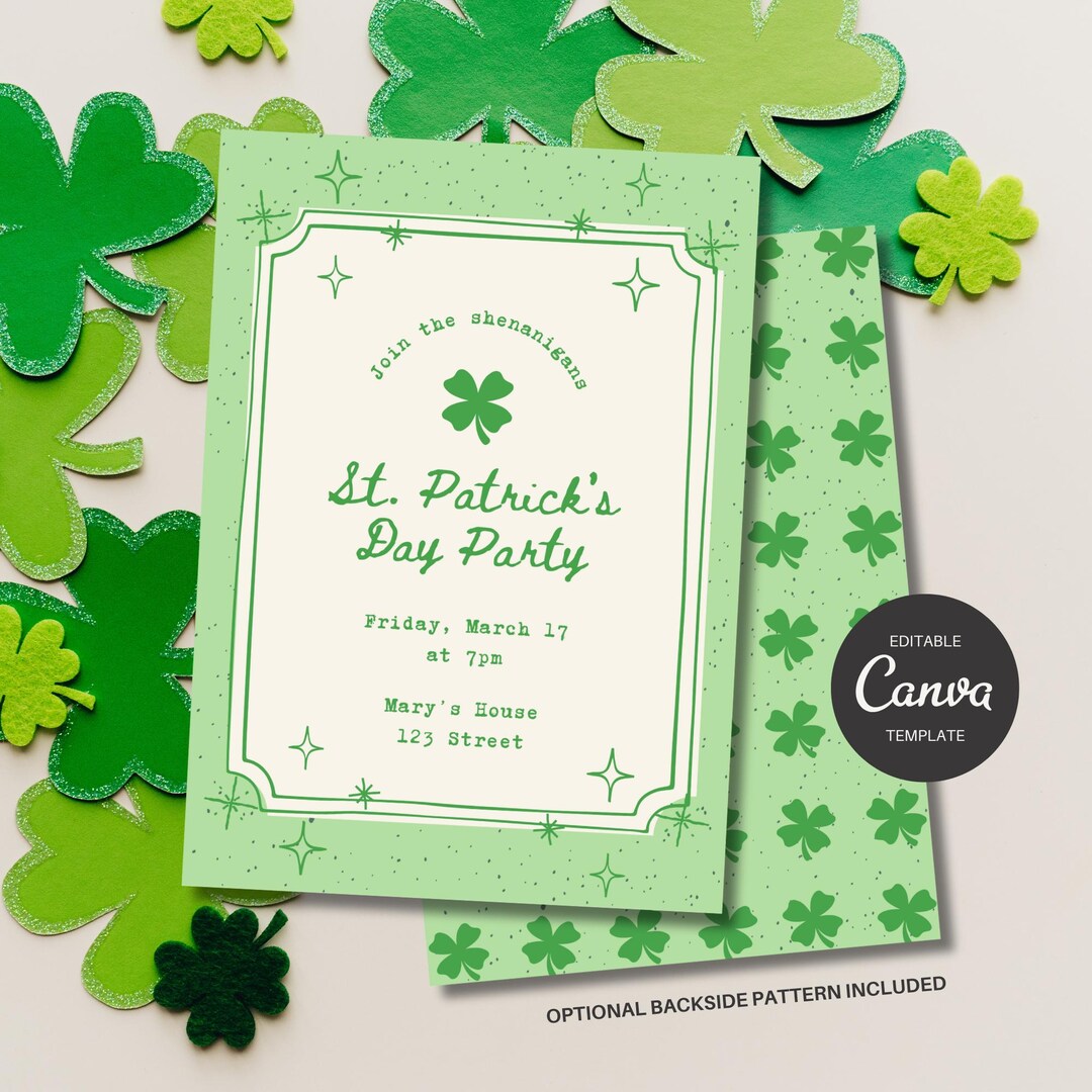 EDITABLE St. Patricks Day Party Invitation Template Shenanigans Lucky ...