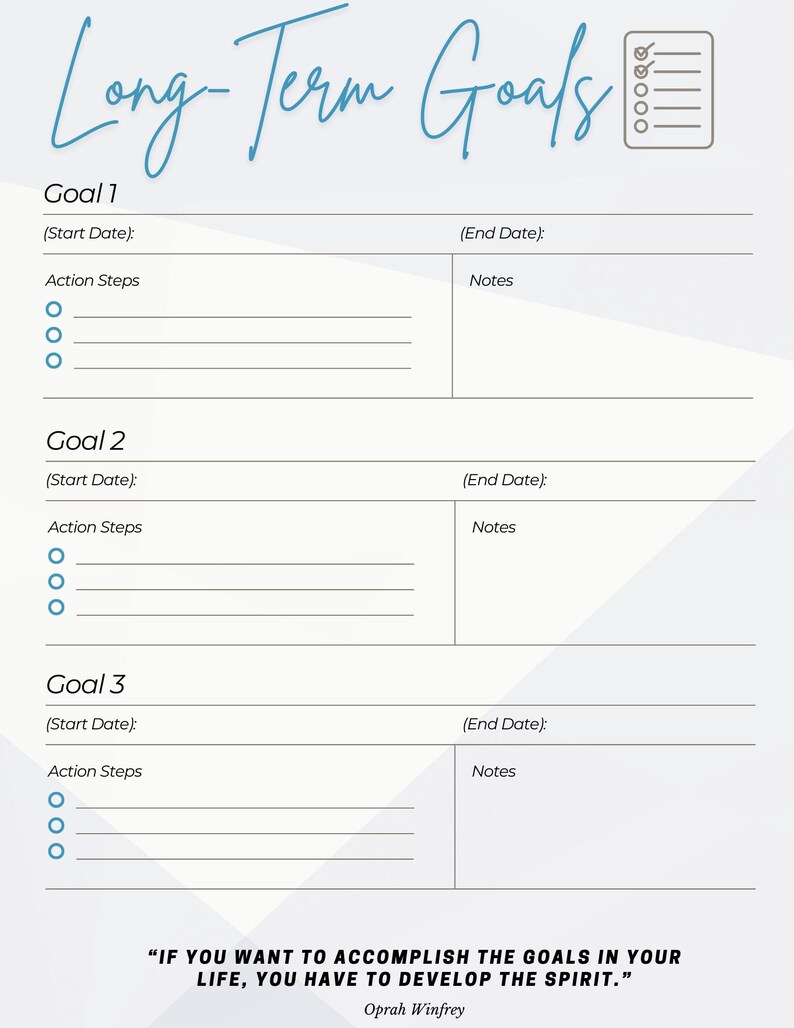 Comprehensive Goals Tracker: Short, Long-term, Daily, and Monthly Goal ...