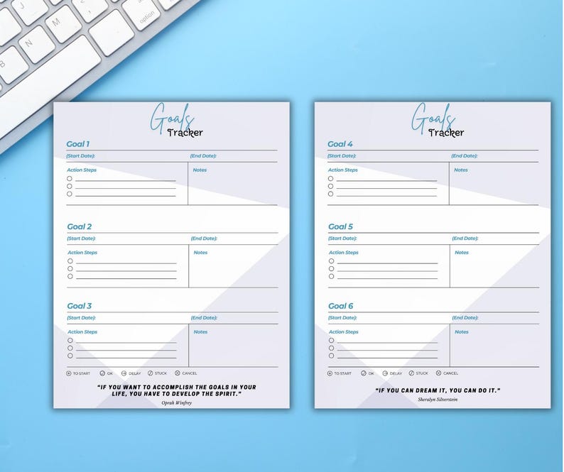 Goal Tracker Printable and Downloadable, Achieve Your Goals, Goal ...