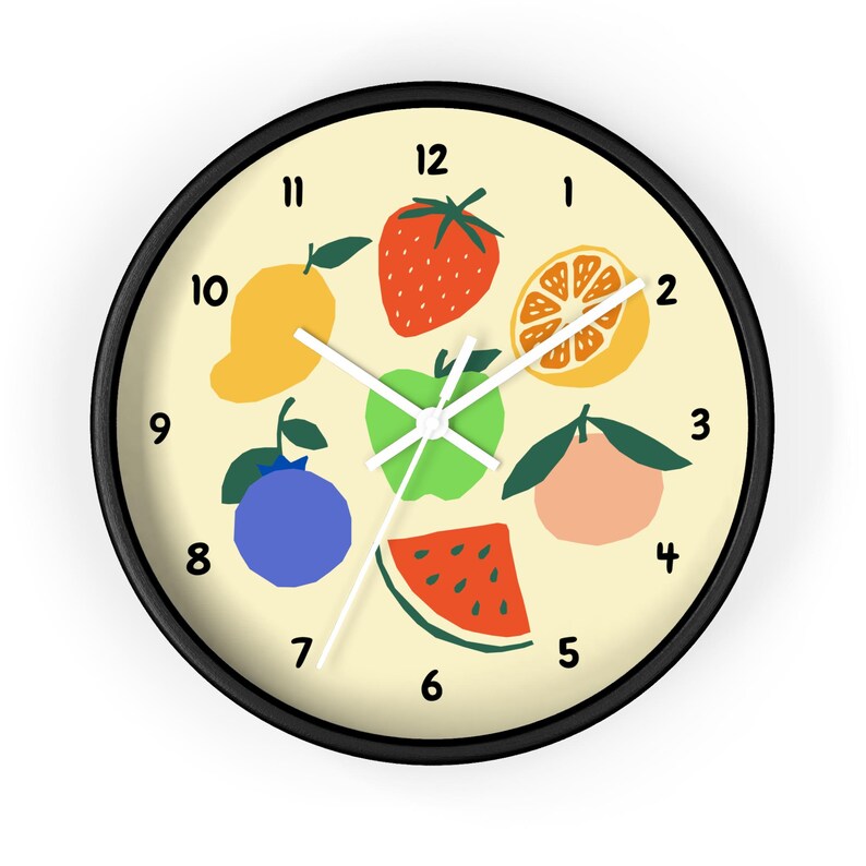 Fruit Clock - Cute Kitchen Wall Decor With Vibrant Fruit Illustrations ...