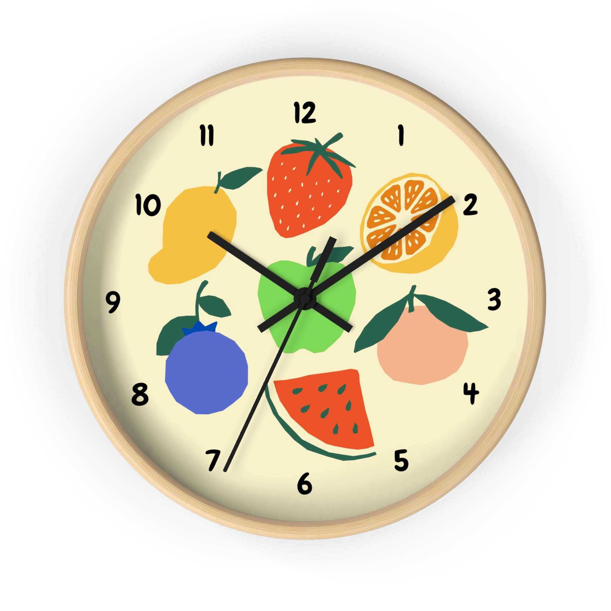 Fruit Clock - Cute Kitchen Wall Decor With Vibrant Fruit Illustrations ...