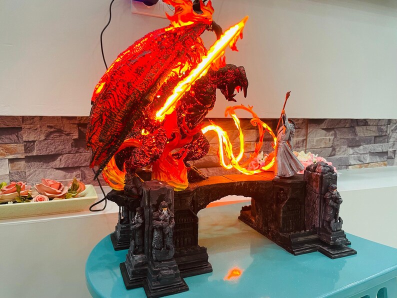 Epic Balrog Vs Gandalf Diorama LED Modification Large Size, Balrog ...