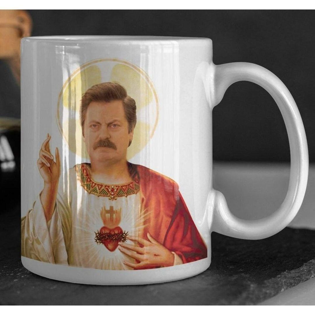 Saint Ron Swanson Mug Saint Ron Swanson Cup - Etsy