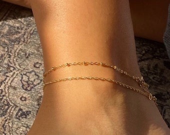 Rope Chain Anklet Delicate Rope Chain Ankle Bracelet Layering anklet Gold Anklet Minimal Jewelry Gold Filled Or Sterling Silver Etsy