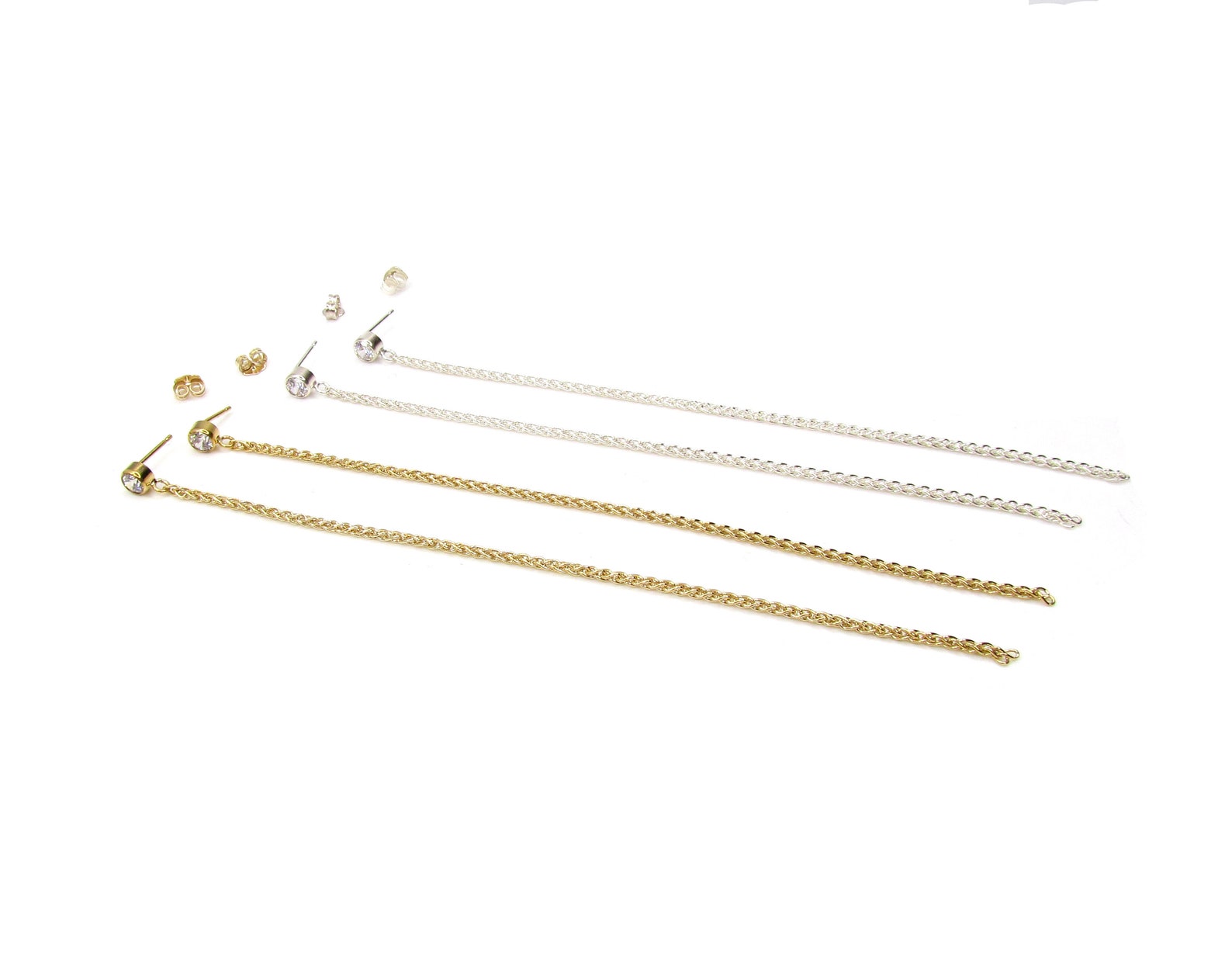Shoulder Duster Earrings • CZ Woven Chain Long Earrings • Shoulder ...