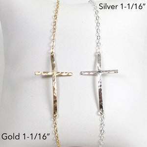 Hammered Sideways Cross Necklace Horizontal Cross Kelly - Etsy