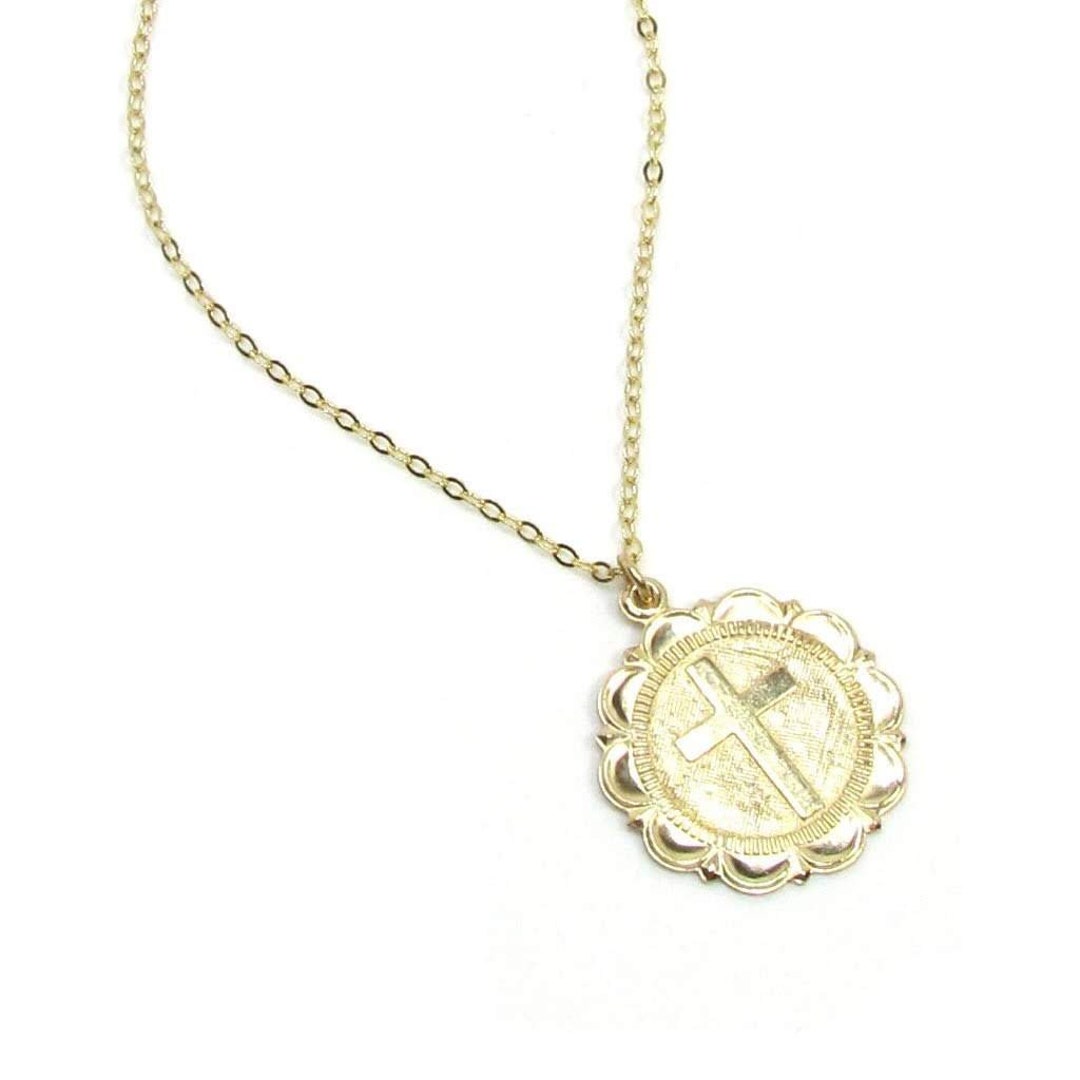 Cross Pendant Necklace • Gold Cross Coin Pendant Necklace, Gold Coin ...