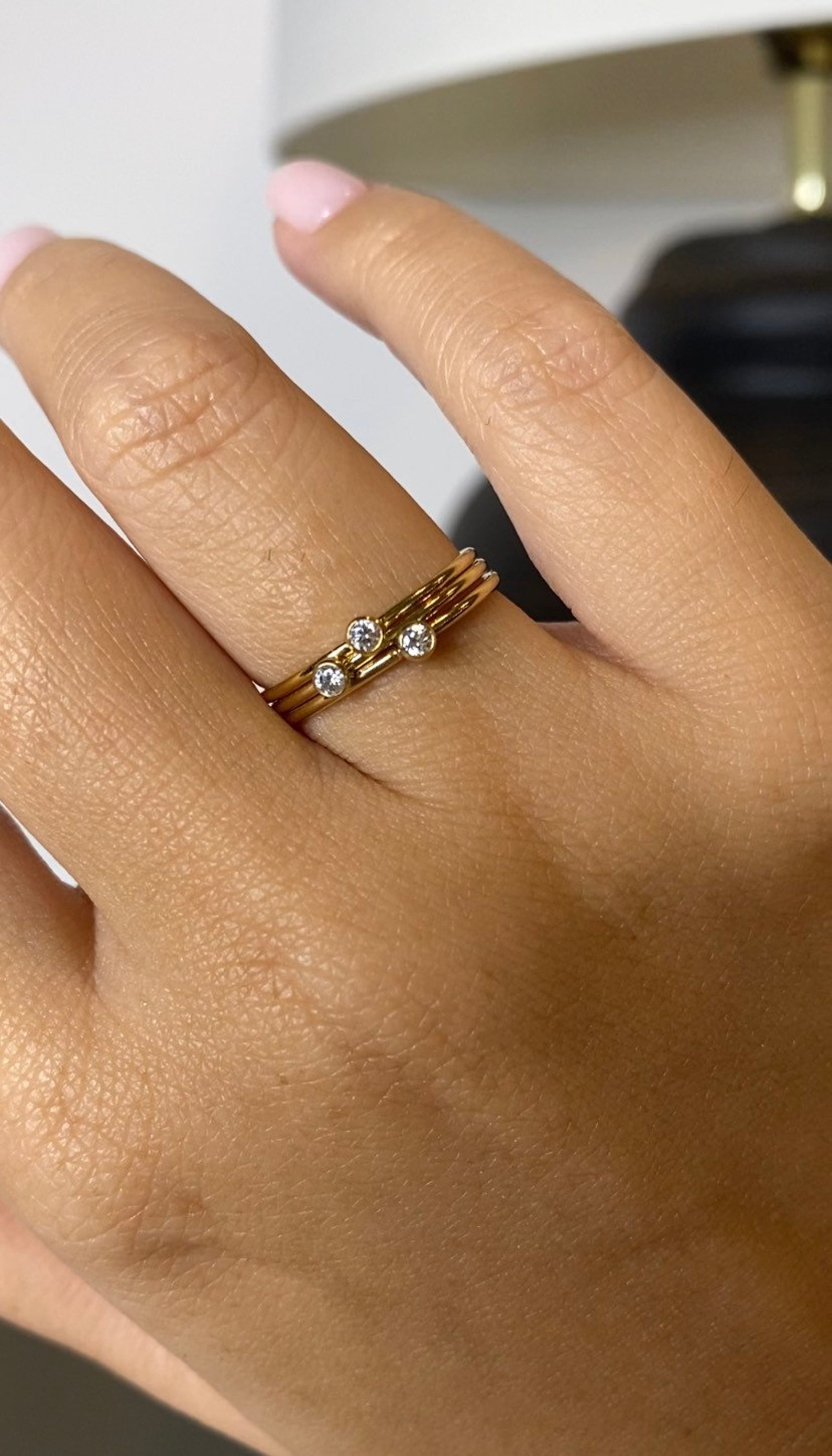 CZ Stack Ring Bezel Set CZ Stacking Ring Simulated Diamond - Etsy