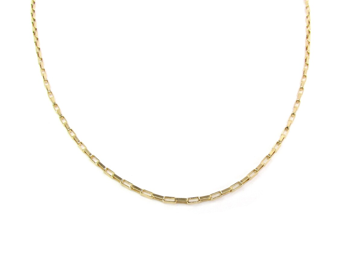 Gold Elongated Box Chain Necklace Rectangle Open Box Chain - Etsy