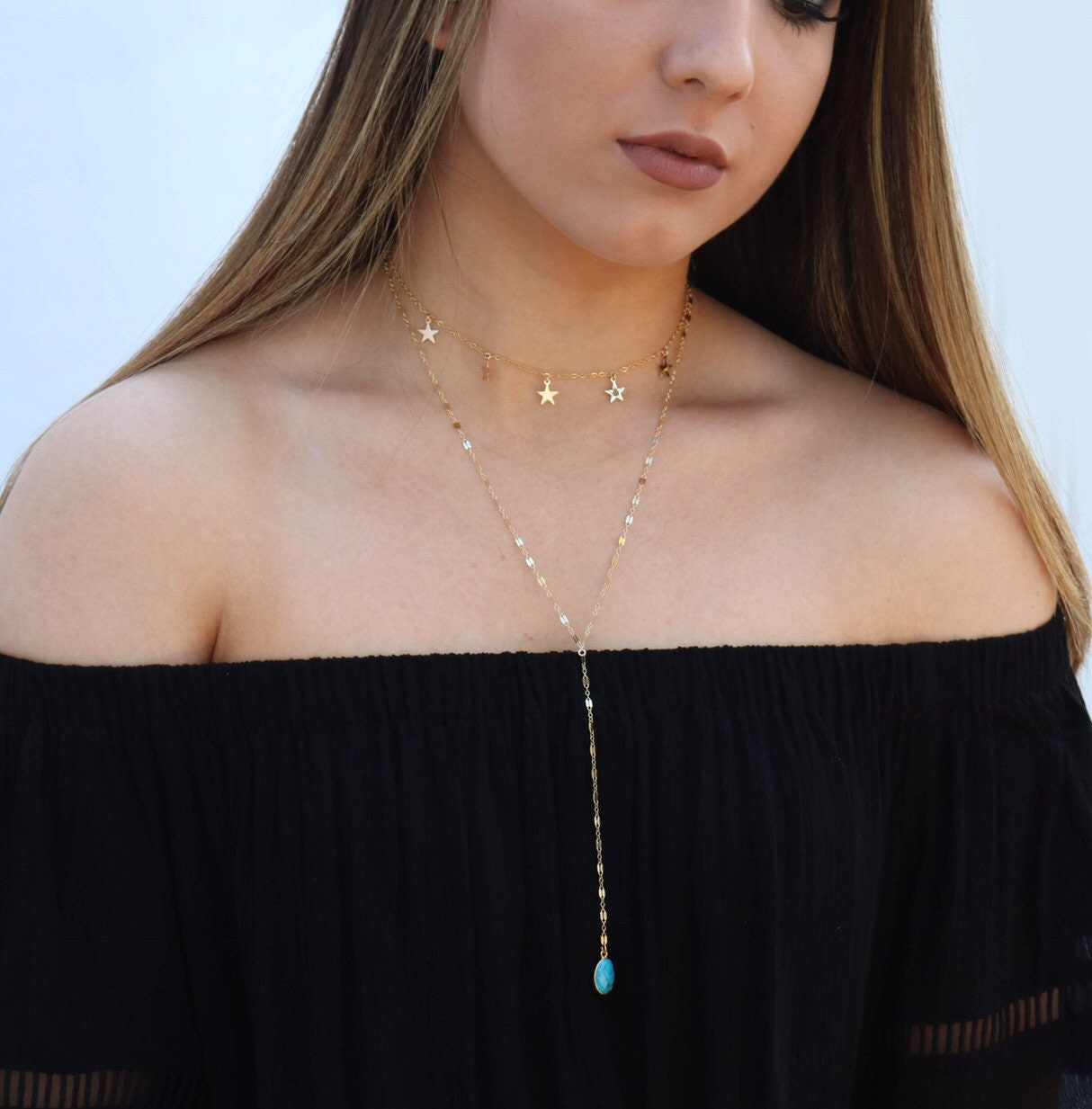 5 Star Choker Necklace Dainty Star Choker 14kt Gold - Etsy