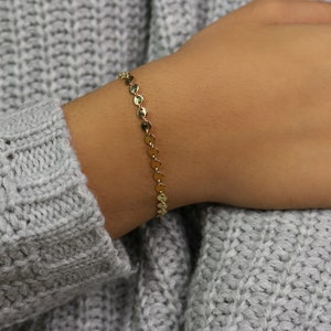 Disc Bracelet Gold Circle Chain Bracelet Disc Layering | Etsy