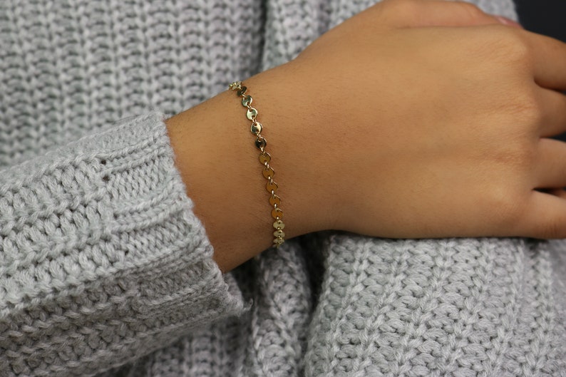 Disc Bracelet Gold Circle Chain Bracelet Disc Layering | Etsy