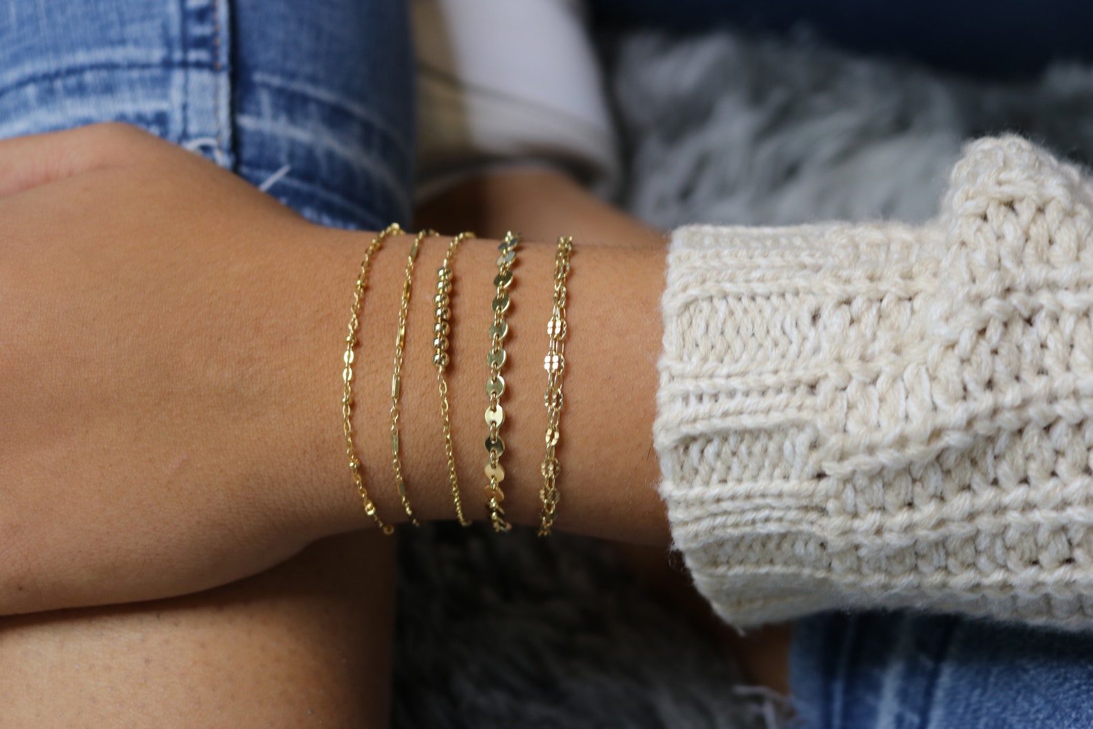 Disc Bracelet Gold Circle Chain Bracelet Disc Layering | Etsy