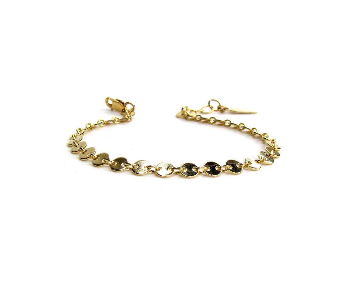 Disc Bracelet Gold Circle Chain Bracelet Disc Layering | Etsy