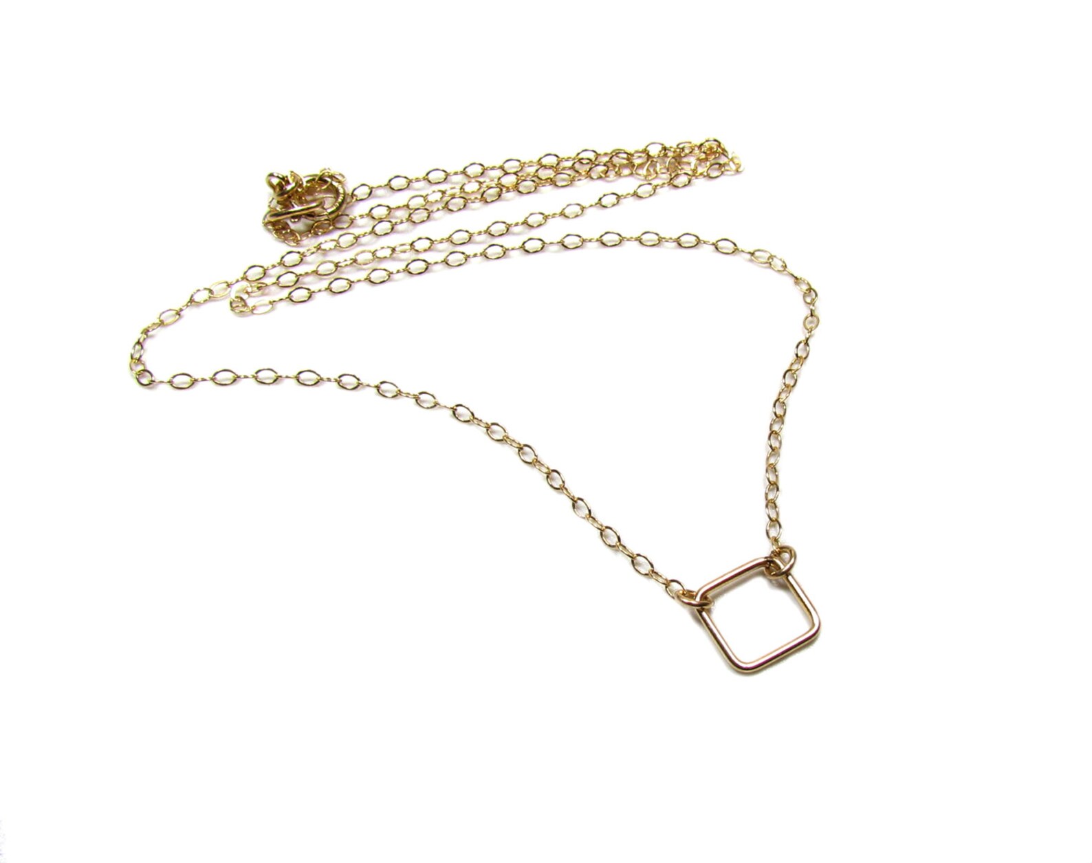 Tiny Open Square Geometric Necklace in 14KT Gold Filled - Etsy