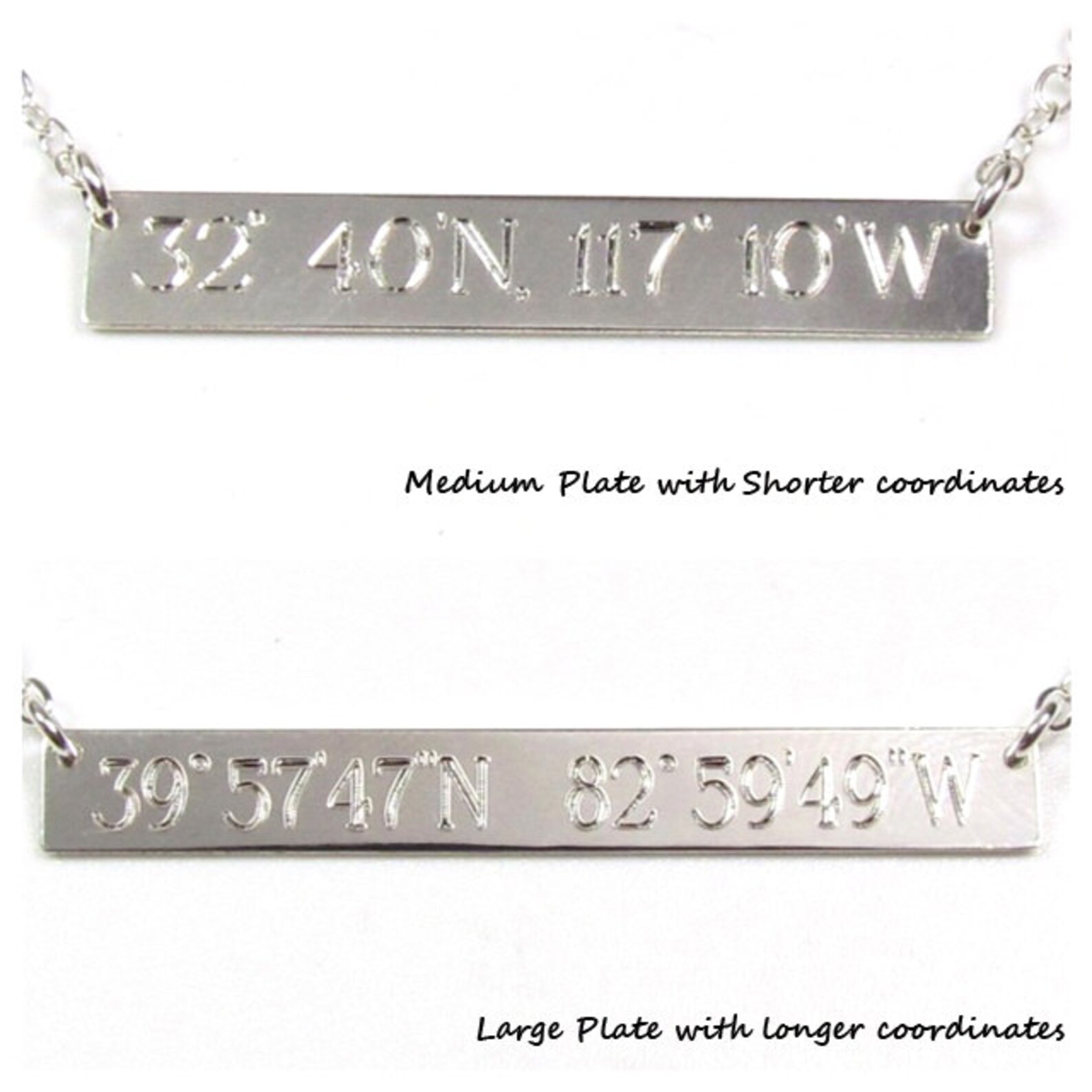 Engraved Coordinates Bar Necklace | Custom GPS Pendant | Gold-filled or ...