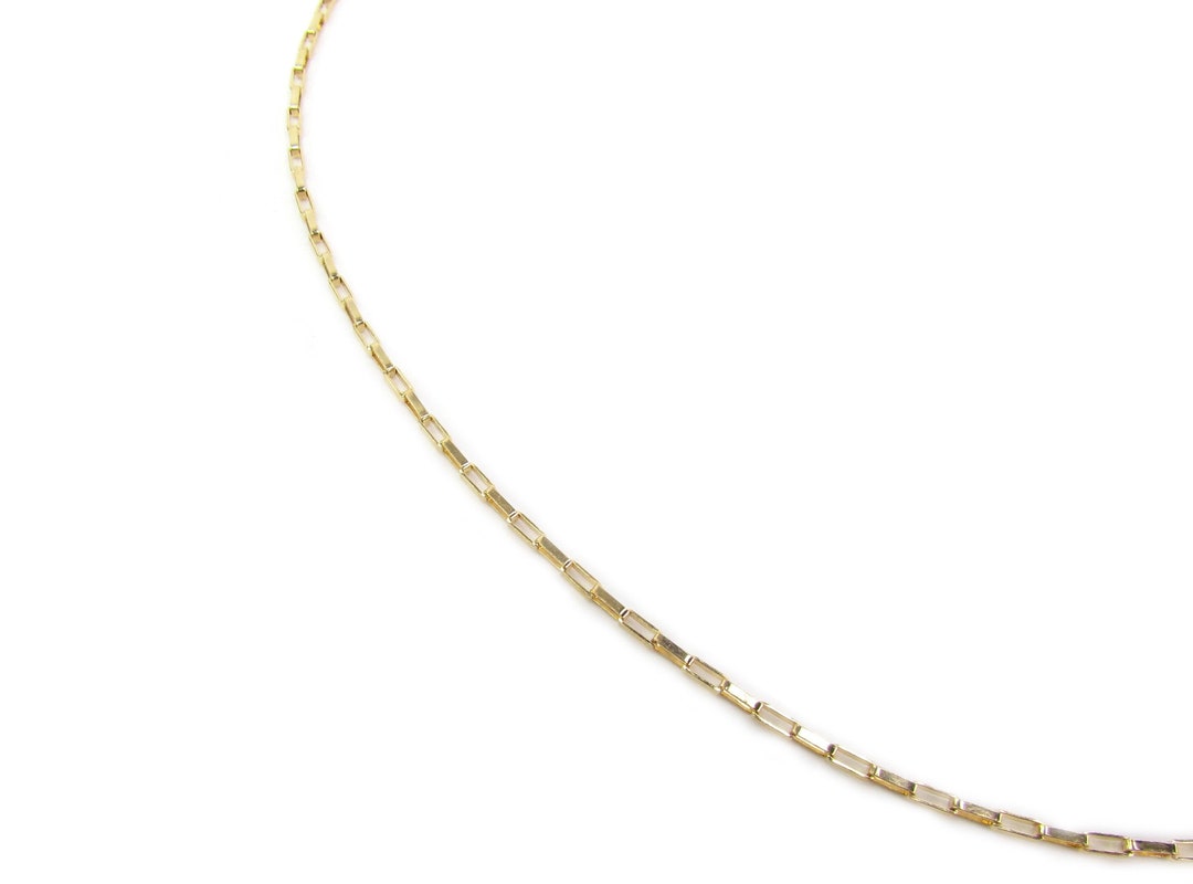 Gold Elongated Box Chain Necklace • Rectangle Open Box Chain • Box ...