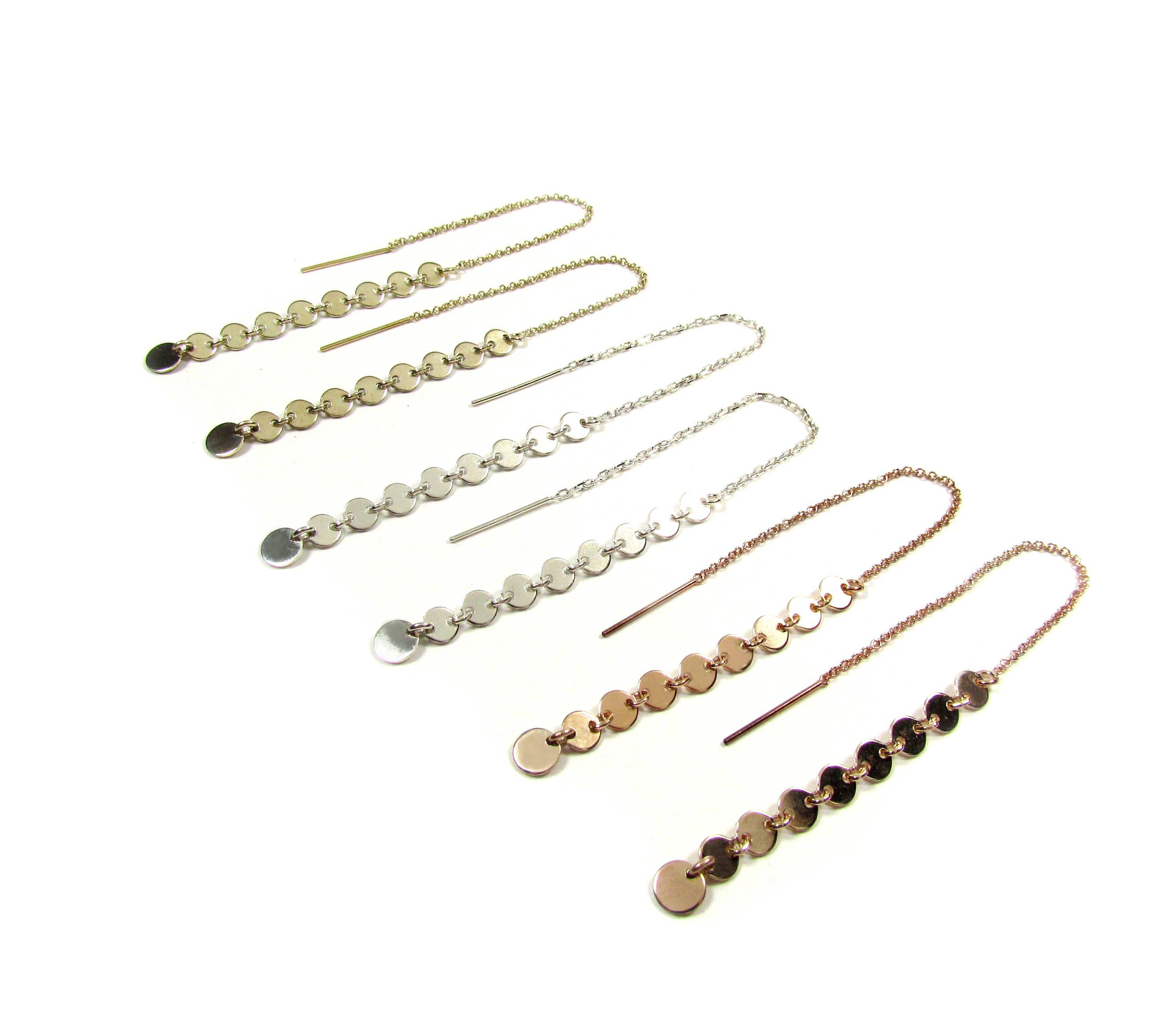 Disc Threader Earrings Dangling Disc Ear Threads Disc | Etsy