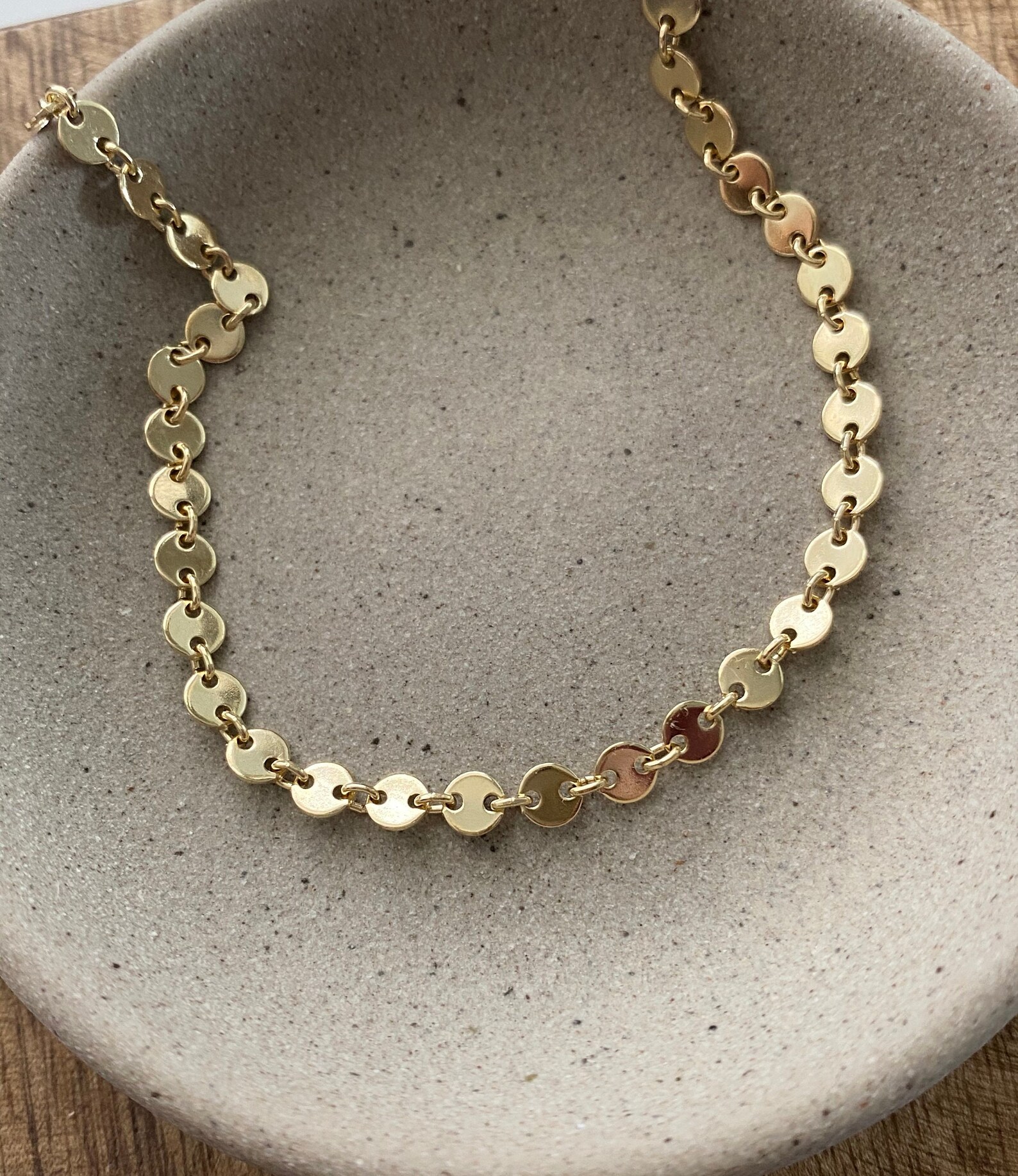 Disc Bracelet Gold Circle Chain Bracelet Disc Layering - Etsy