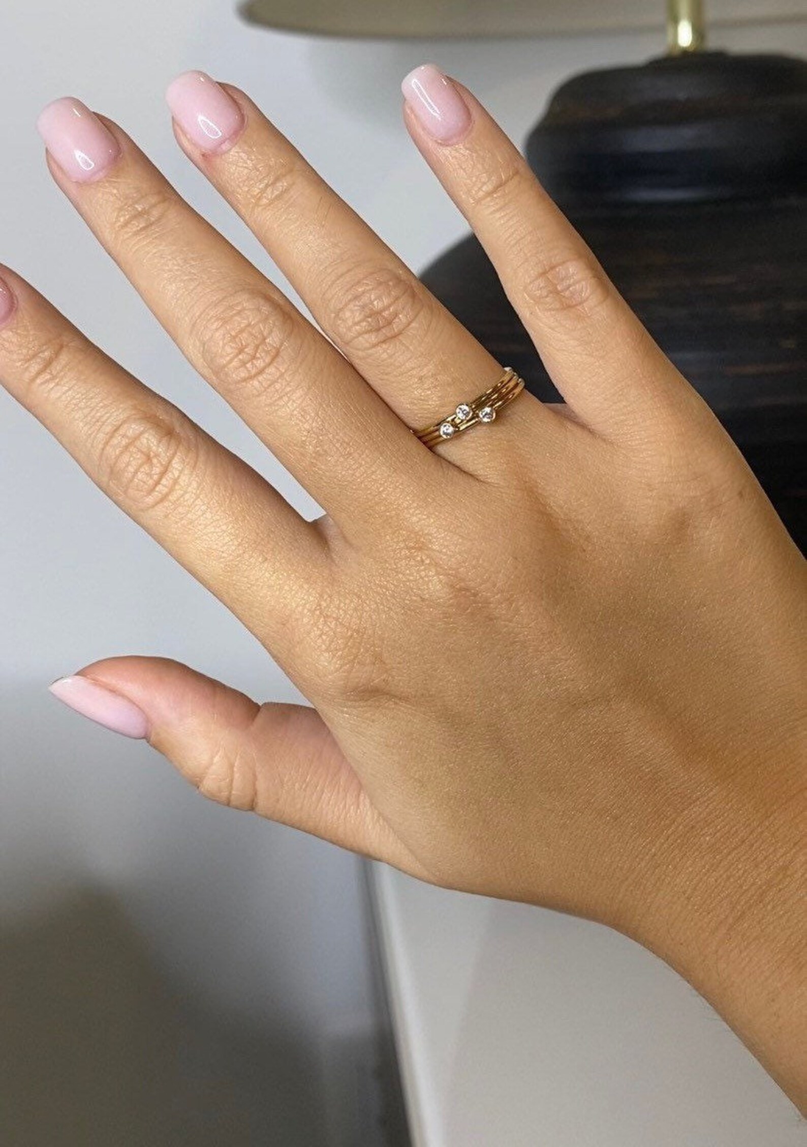 CZ Stack Ring Bezel Set CZ Stacking Ring Simulated Diamond - Etsy