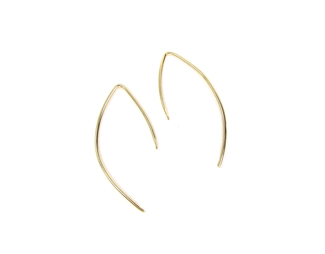 14K Gold Filled Threader Earrings | Minimalist Arc Hoops - Etsy