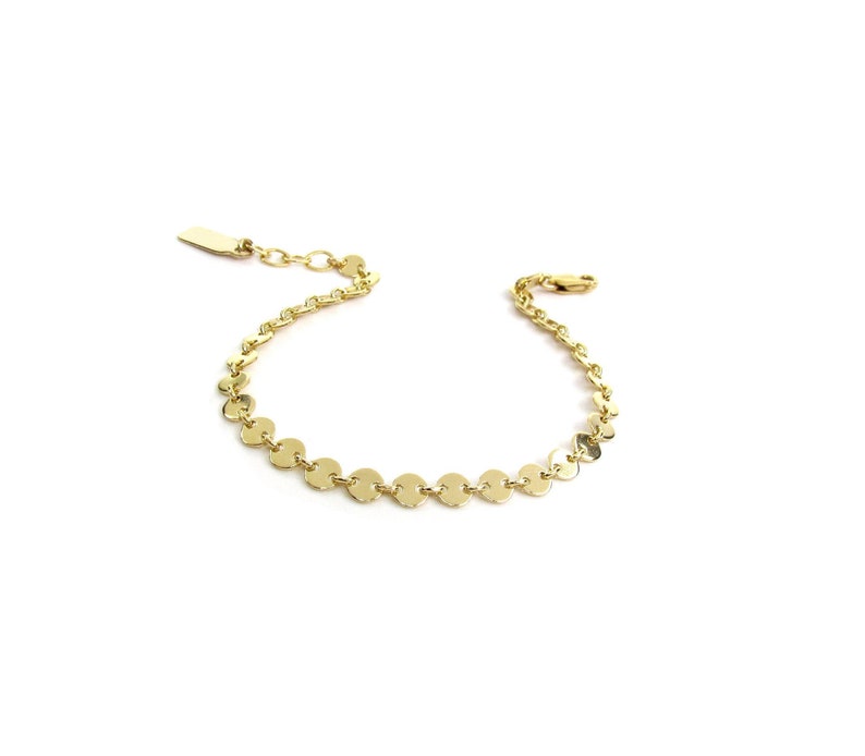 Disc Bracelet Gold Circle Chain Bracelet Disc Layering - Etsy