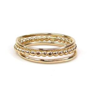 14k Gold Filled Beaded Stack Ring, Gold Bead Stack Ring, Delicate 14kt ...