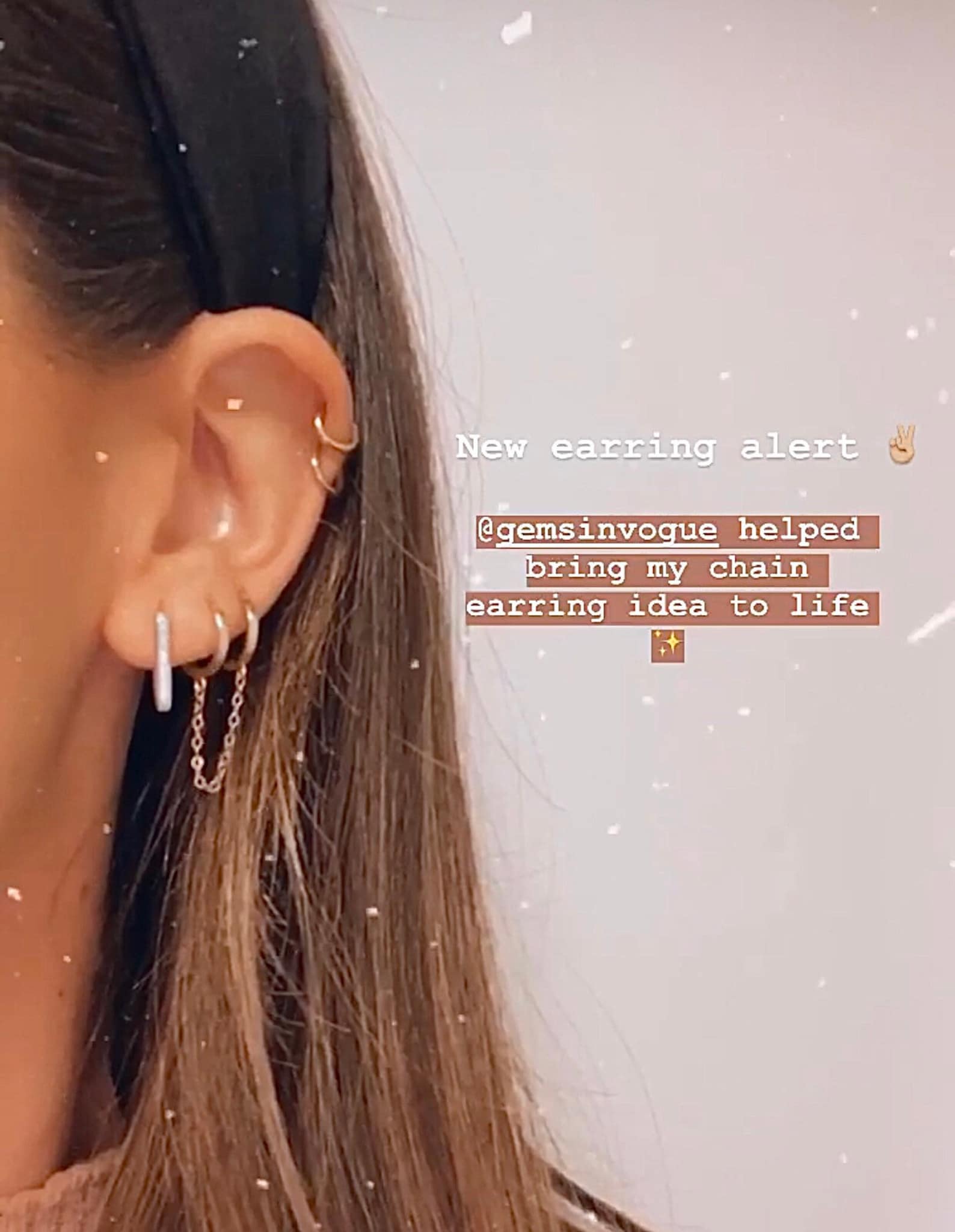 14k Double Piercing Hoops With Chain Mini Chain Hoops - Etsy