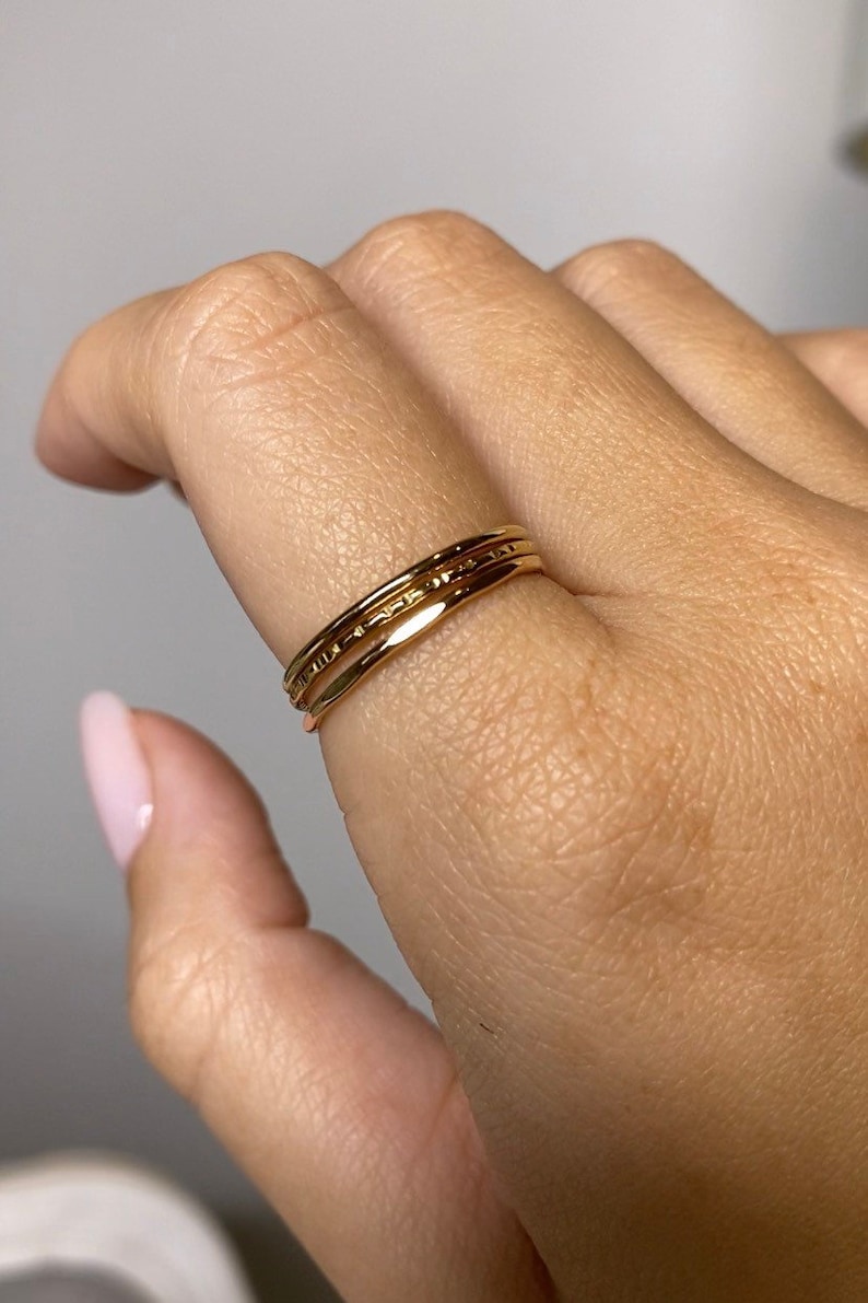 Stack Rings Set of 3 Stackable Rings Set of 3 Textured Band - Etsy