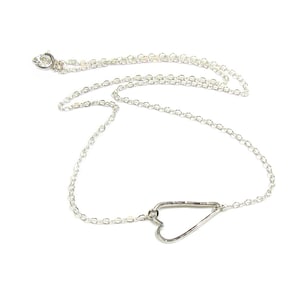Hammered Sterling Silver Sideways Heart Necklace | Delicate Open Heart ...