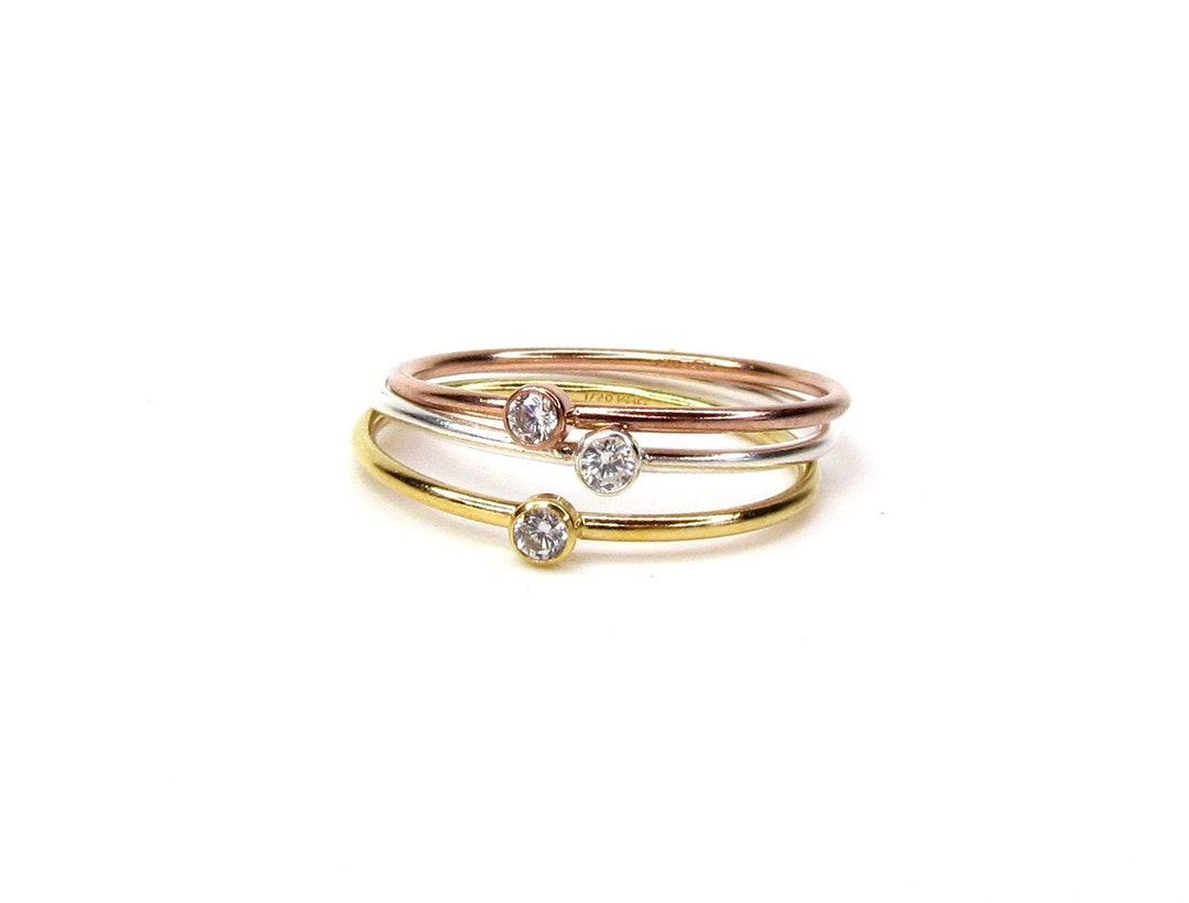 CZ Stack Ring • Bezel Set CZ Stacking Ring • Simulated Diamond Stack ...