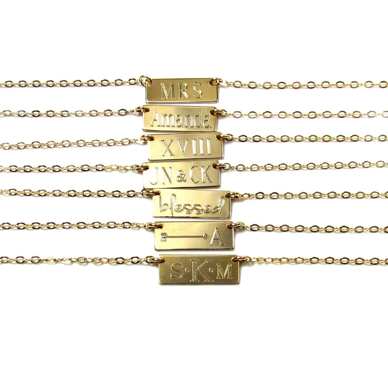 Mini Bar Engraved Necklace Mini Name Plate Necklace Gold Bar - Etsy