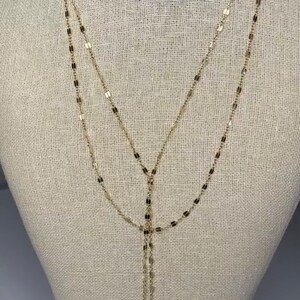 14K Gold Lariat Necklace • Double Strand Lariat • Tassle Lariat ...