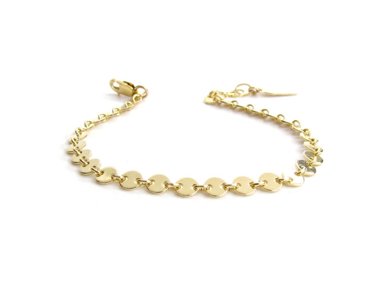 Disc Bracelet Gold Circle Chain Bracelet Disc Layering - Etsy