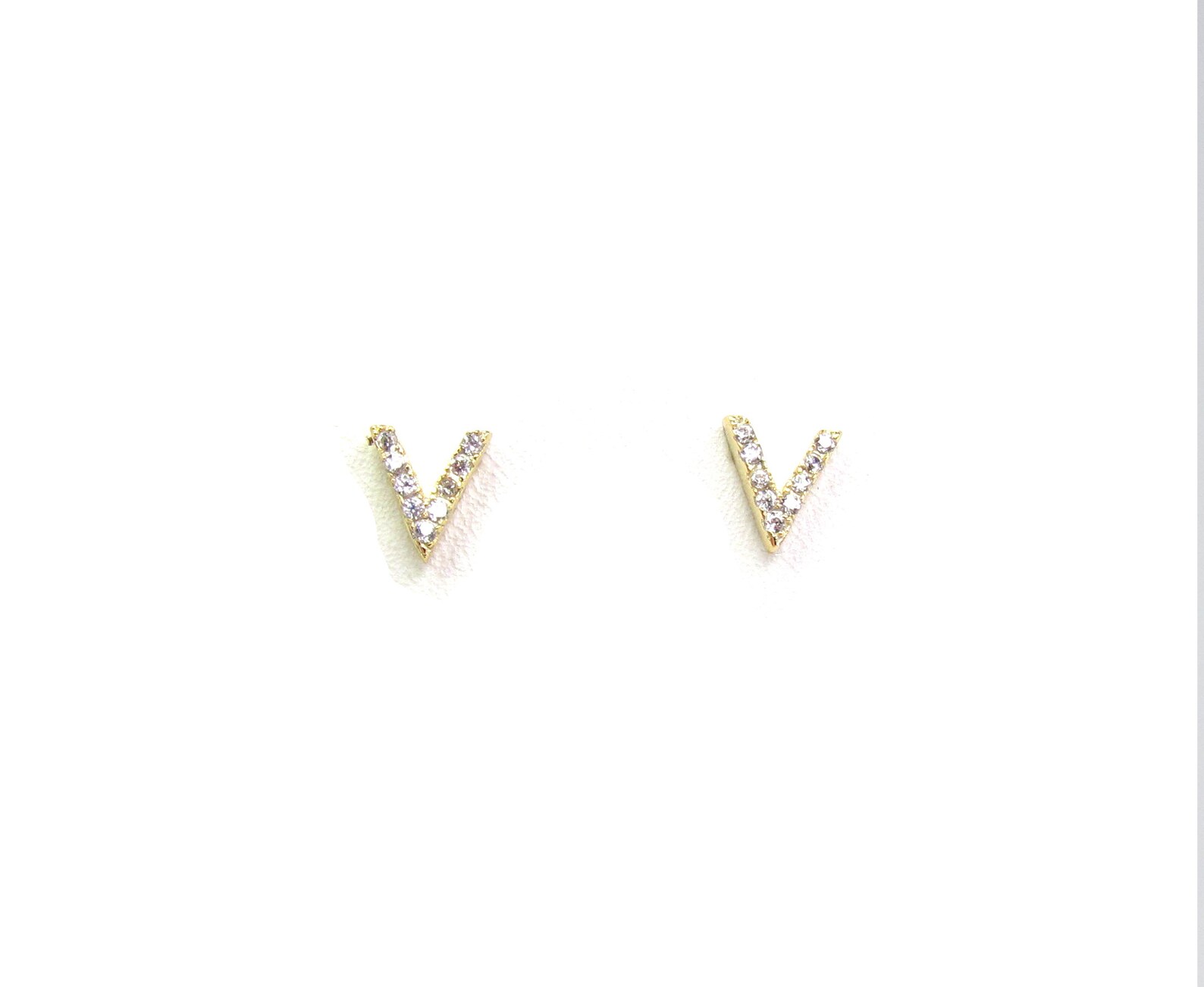 CZ Chevron Stud Earrings Chevron Stud Earrings Cubic - Etsy