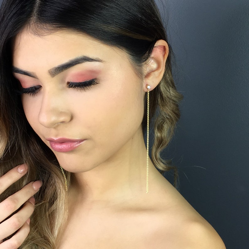 Shoulder Duster Earrings CZ Woven Chain Long Earrings - Etsy