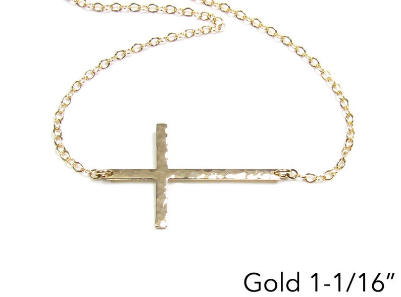 Hammered Sideways Cross Necklace Horizontal Cross Kelly | Etsy