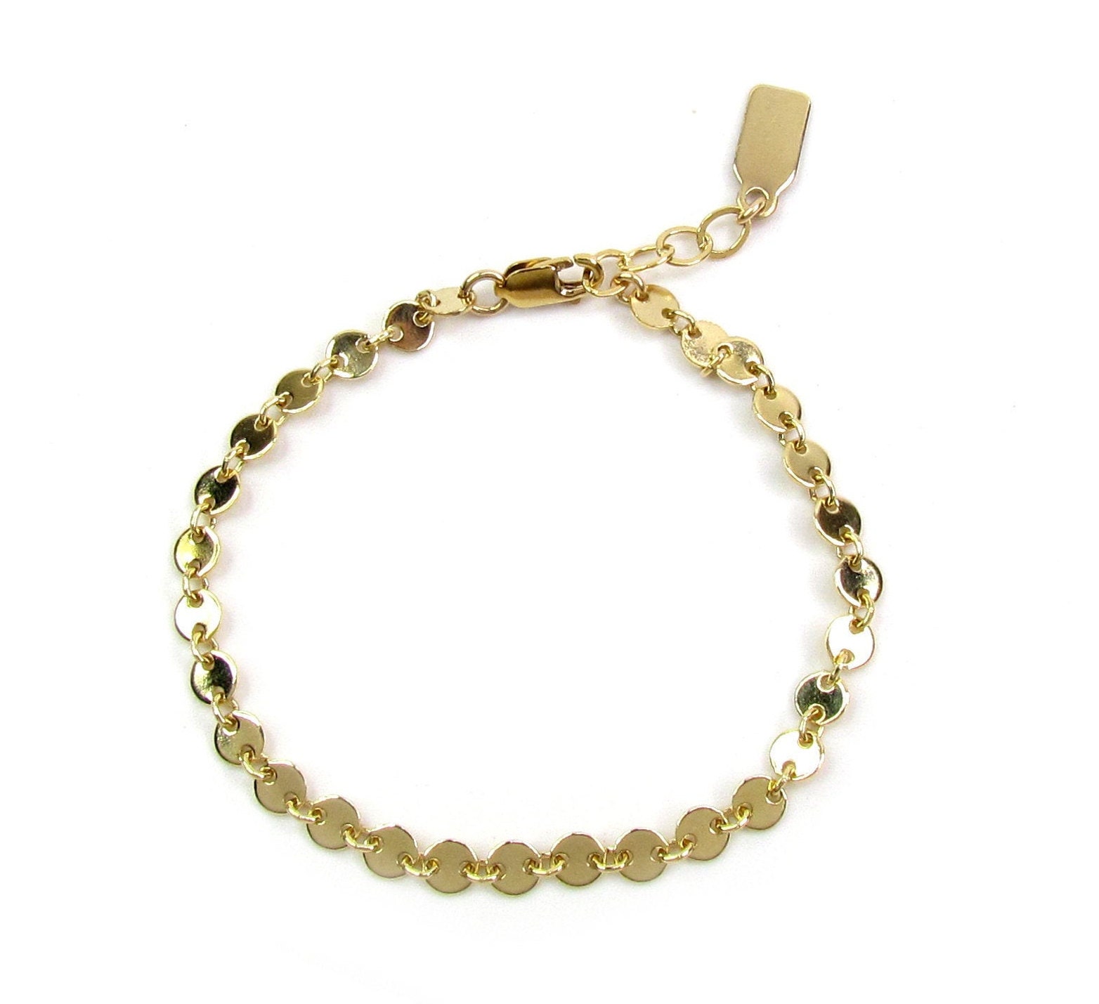 Disc Bracelet Gold Circle Chain Bracelet Disc Layering | Etsy