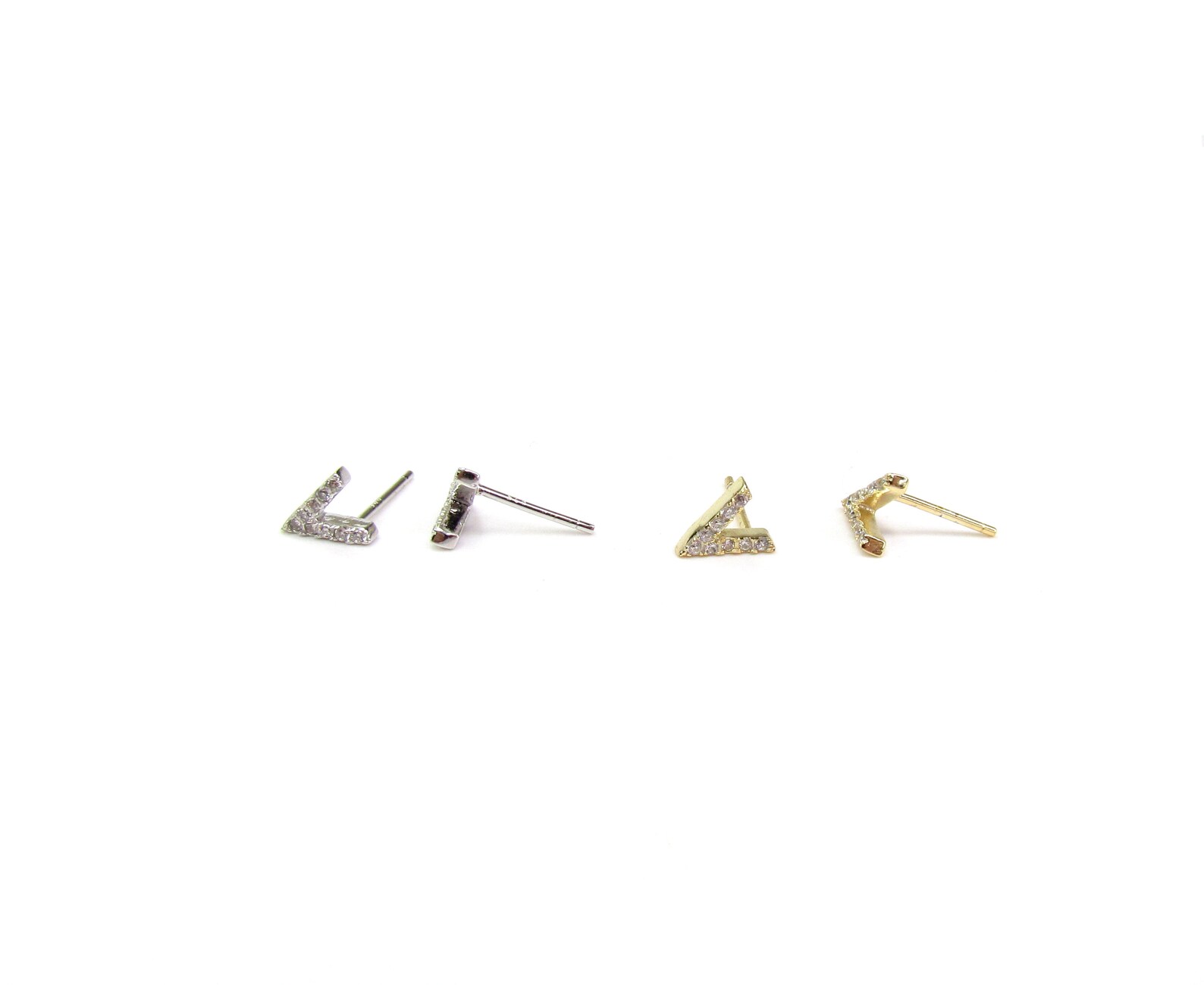 CZ Chevron Stud Earrings Chevron Stud Earrings Cubic - Etsy