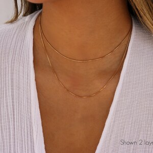 Adjustable Simple Gold Necklace Gold Filled Box Chain Layered Chain ...