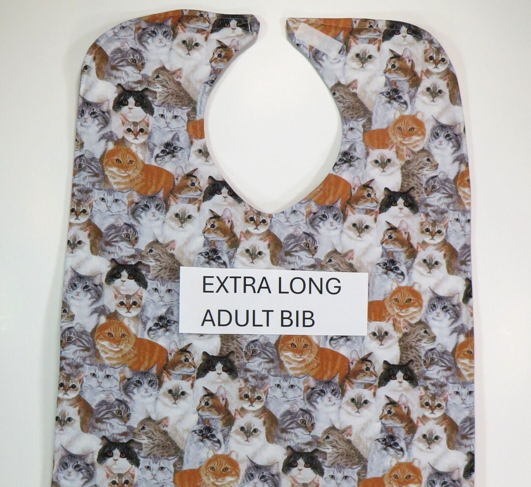 Womens EXTRA LONG Adult Bib Women Bibs Special Needs Bib Cat Faces ...