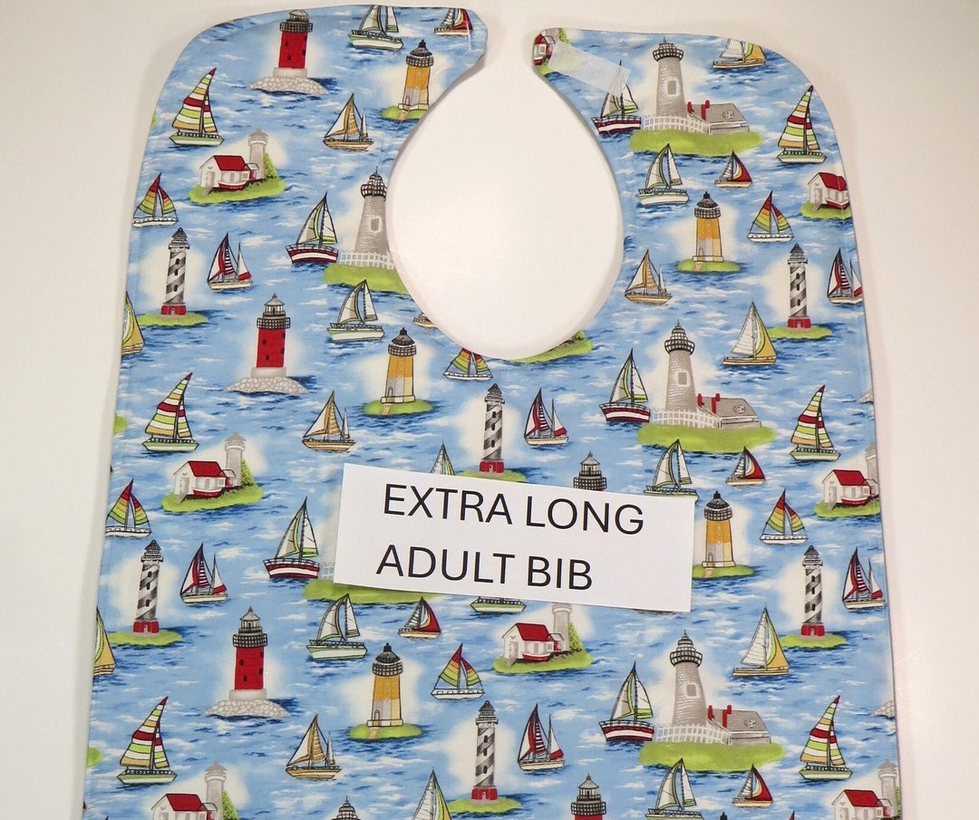 EXTRA LONG Adult Bib Special Needs Bib Lighthouse Bib Senior Gift for ...