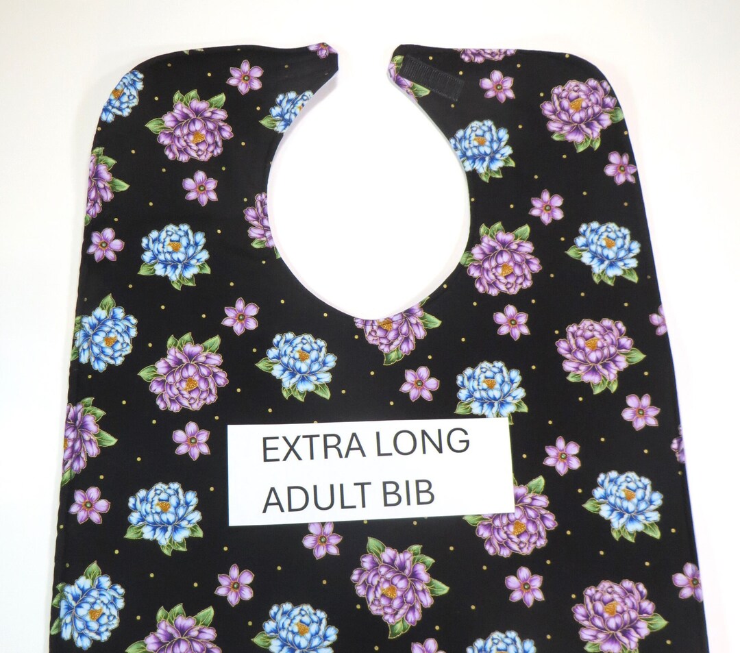 Womens EXTRA LONG Adult Bib Women Bibs Special Needs Flower Print Bib ...